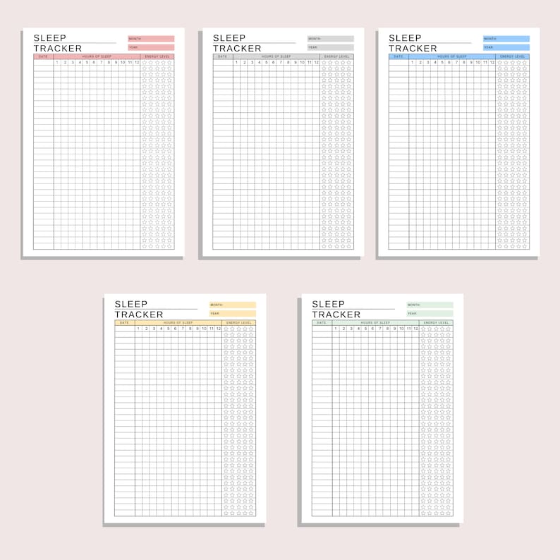 Sleep Tracker | Daily Sleep Log | Printable Sleep Track | Hourly Sleep ...