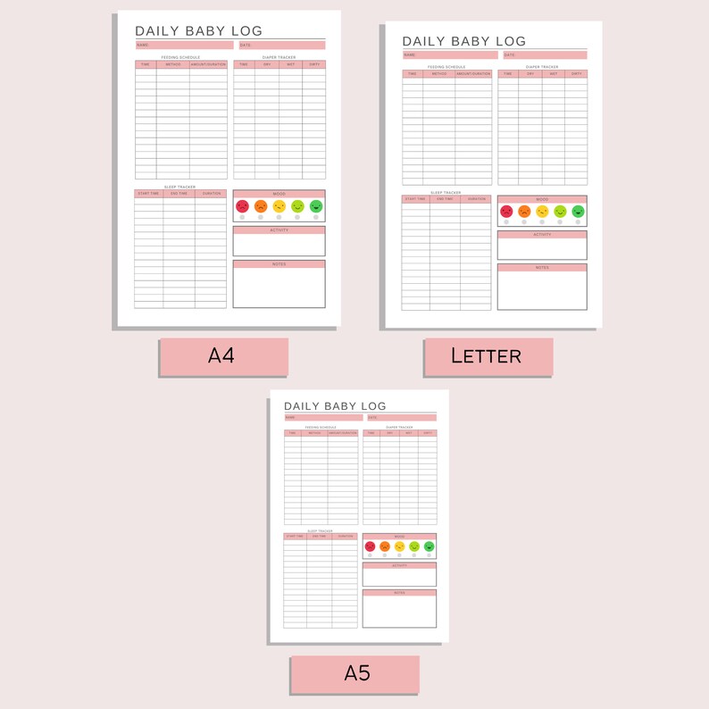 Daily Baby Log | Printable Newborn Tracker | Nursing Log | Babysitter ...