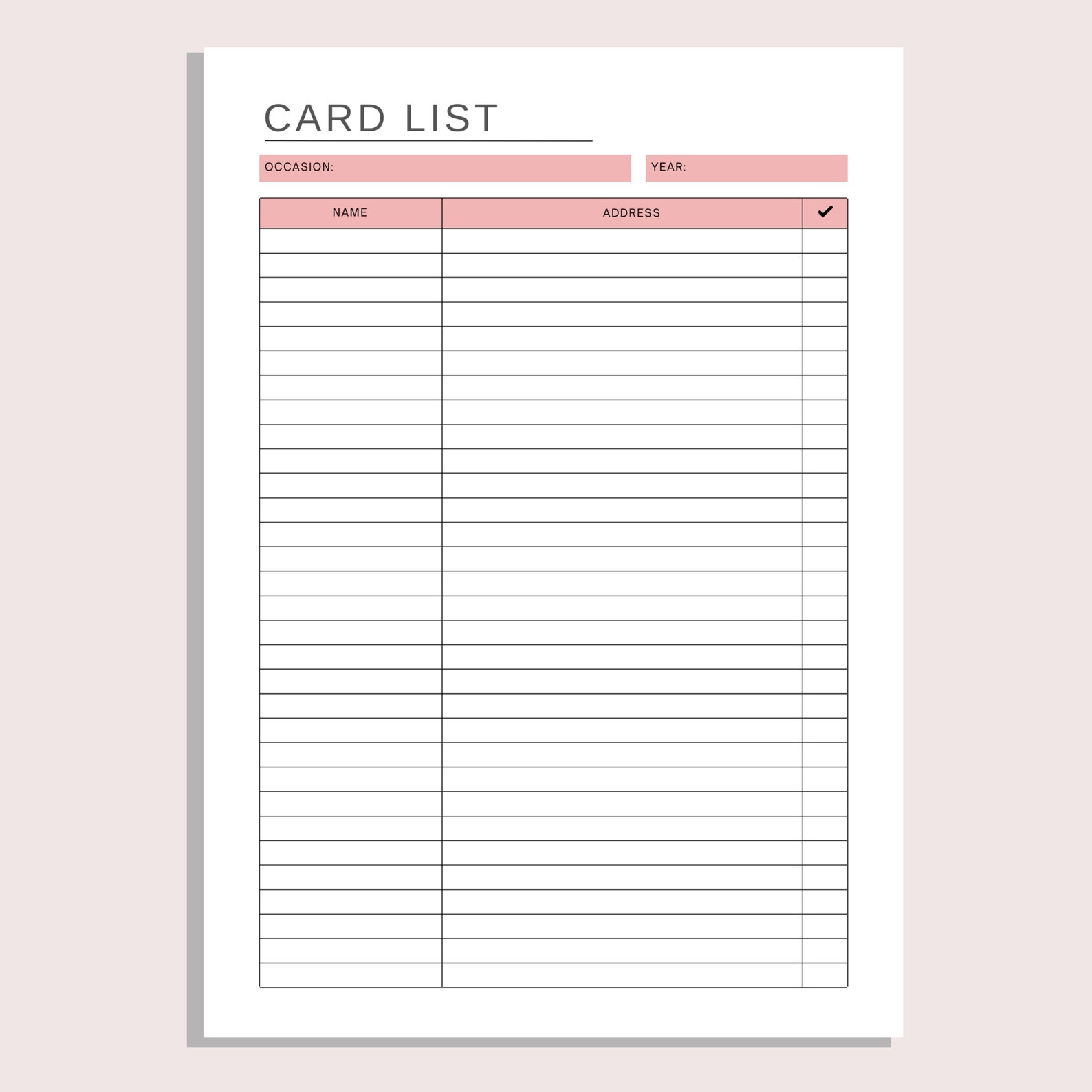 Printable Card List, Greeting Card Tracker, Birthday Thank You List ...