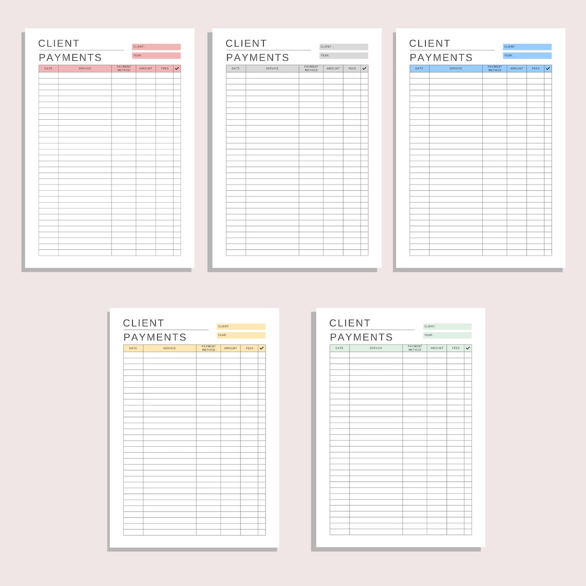 Client Payment History Printable Client Log Small Business - Etsy