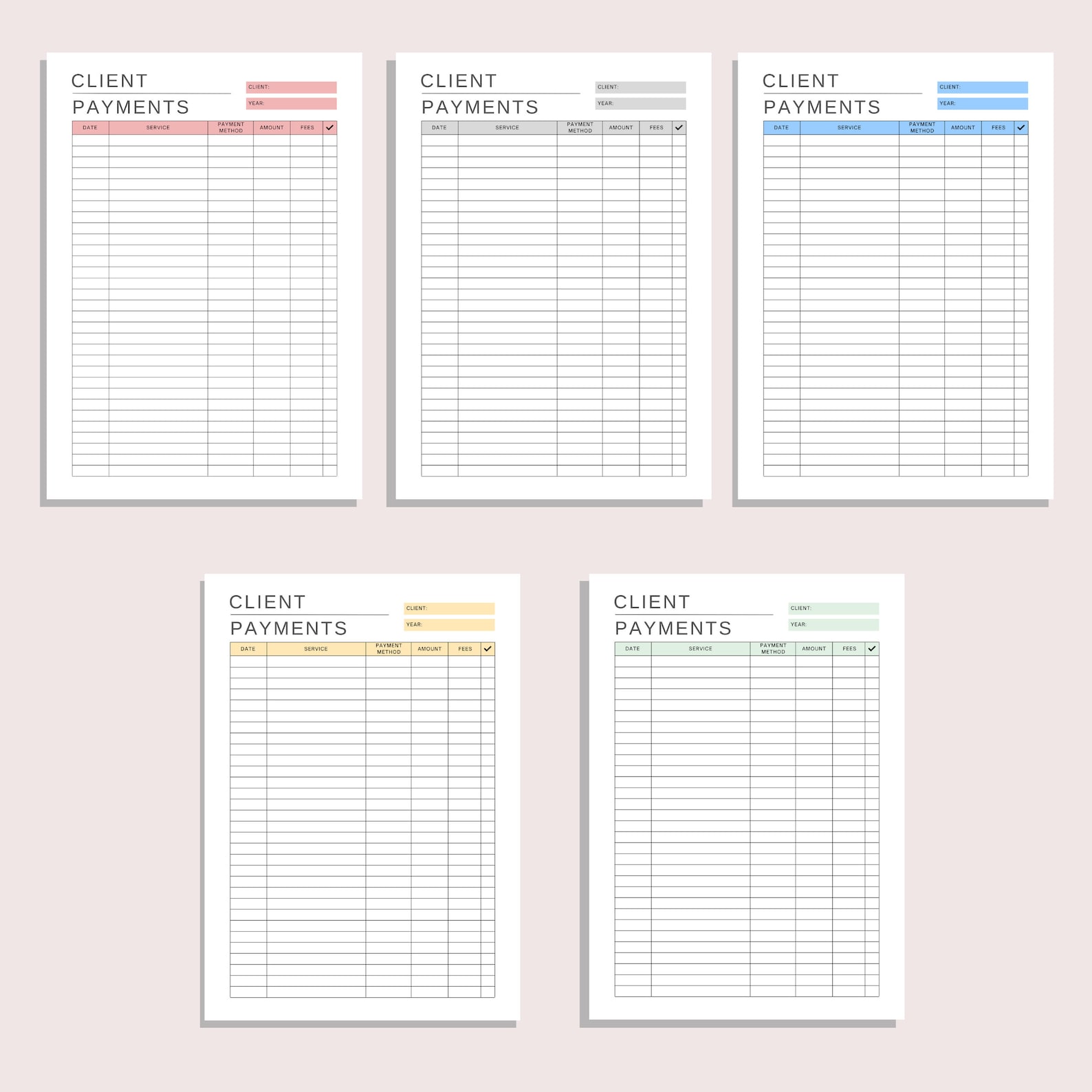 Client Payment History Printable Client Log Small Business Finance ...