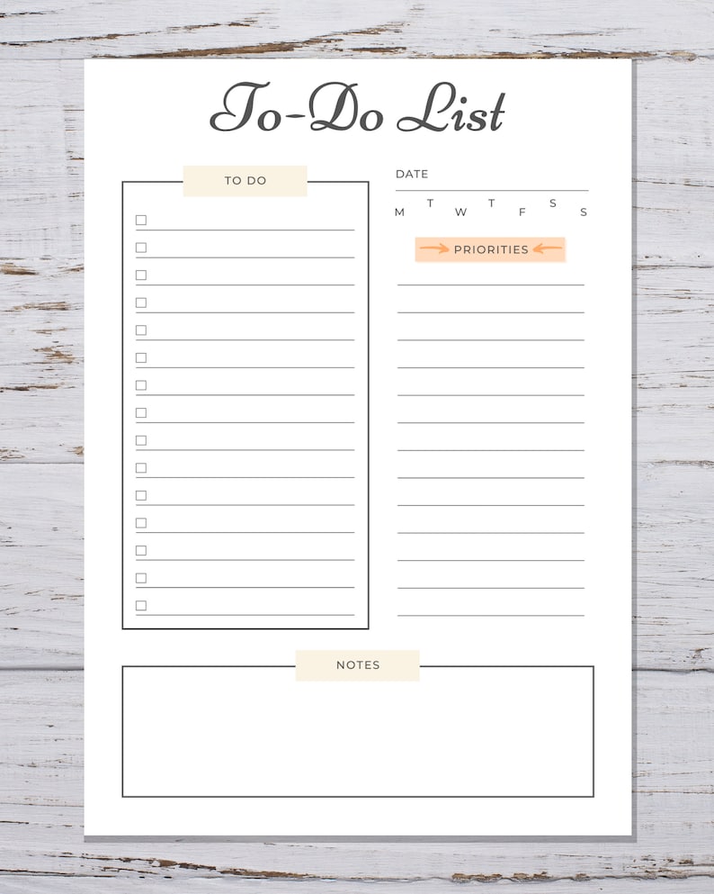 To Do List Daily Task Log Checklist Productivity Planner - Etsy