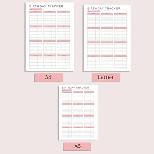 Birthday Tracker Printable | Important Dates Template | Birthday ...