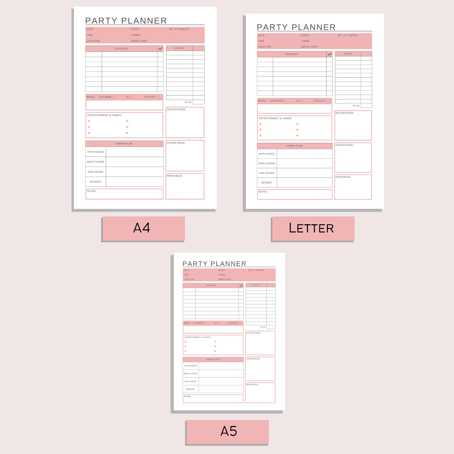 Party Planner | Printable Birthday Party Plan | Event Tracker Sheet ...