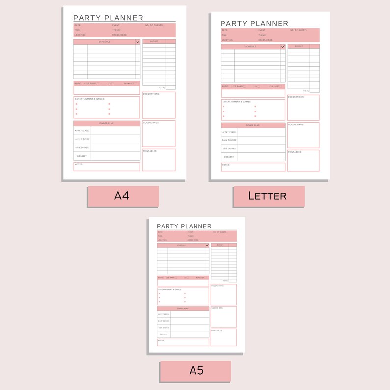 Party Planner | Printable Birthday Party Plan | Event Tracker Sheet ...