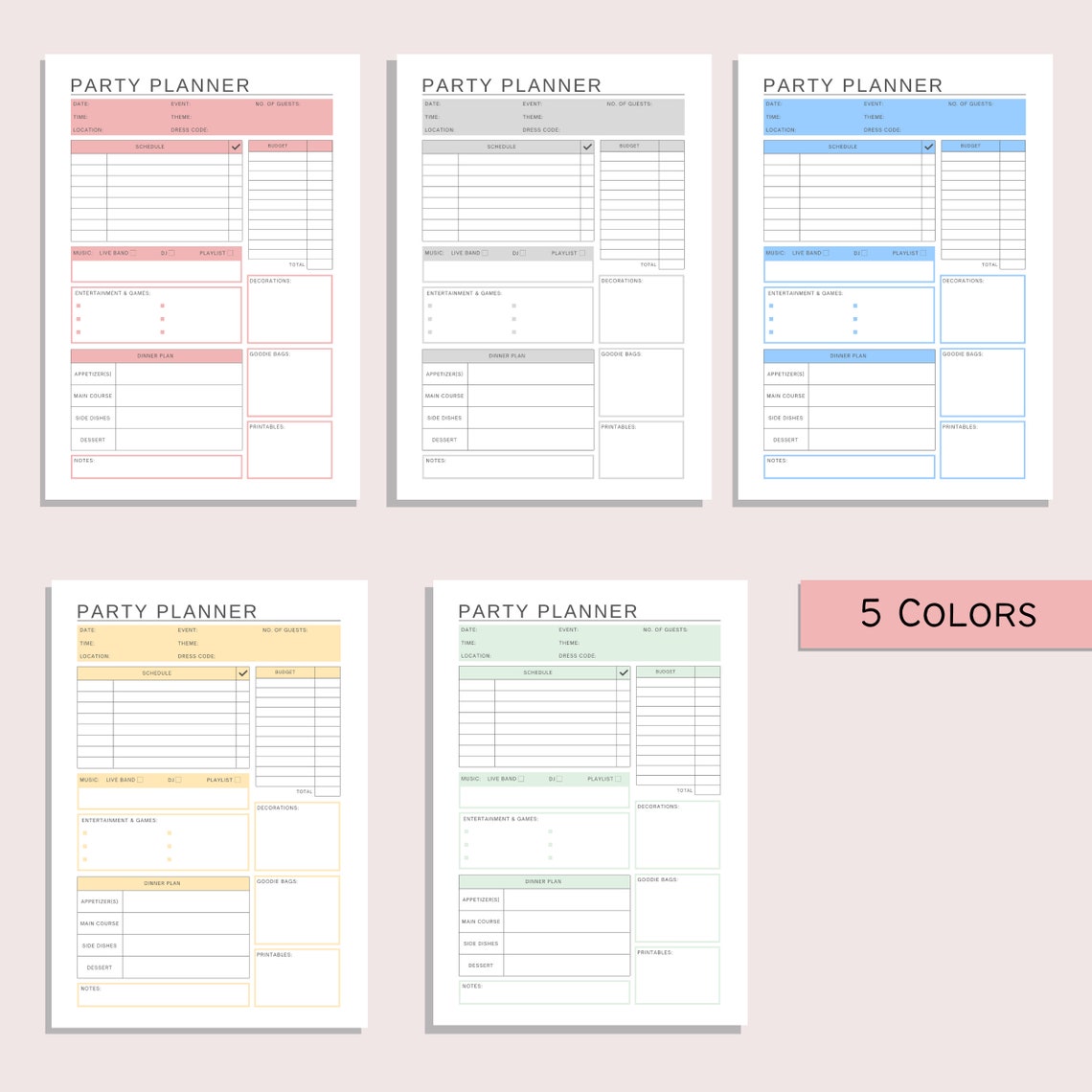 Party Planner | Printable Birthday Party Plan | Event Tracker Sheet ...