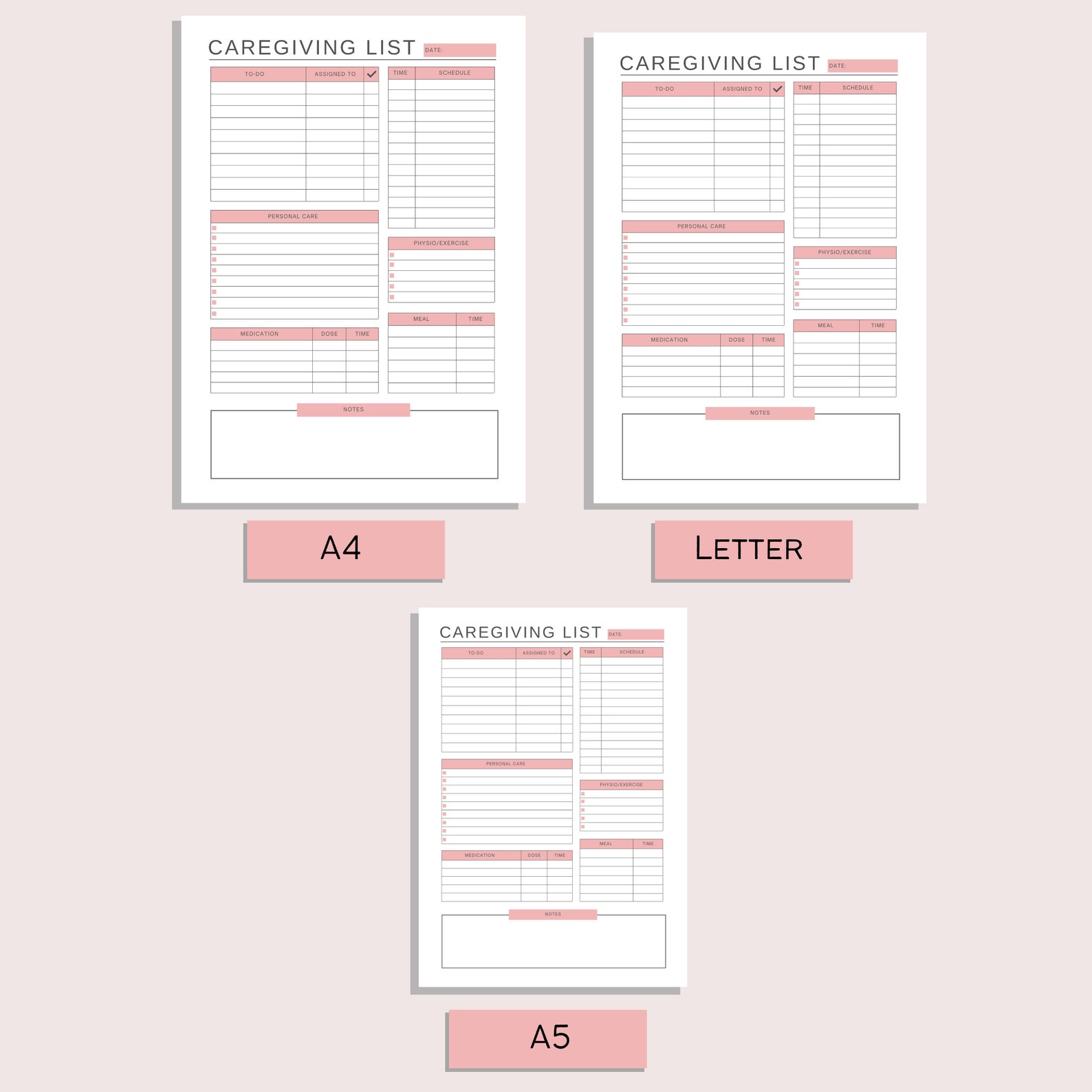 Caregiving List | Printable Daily List | Daily Checklist | Homecare Log ...