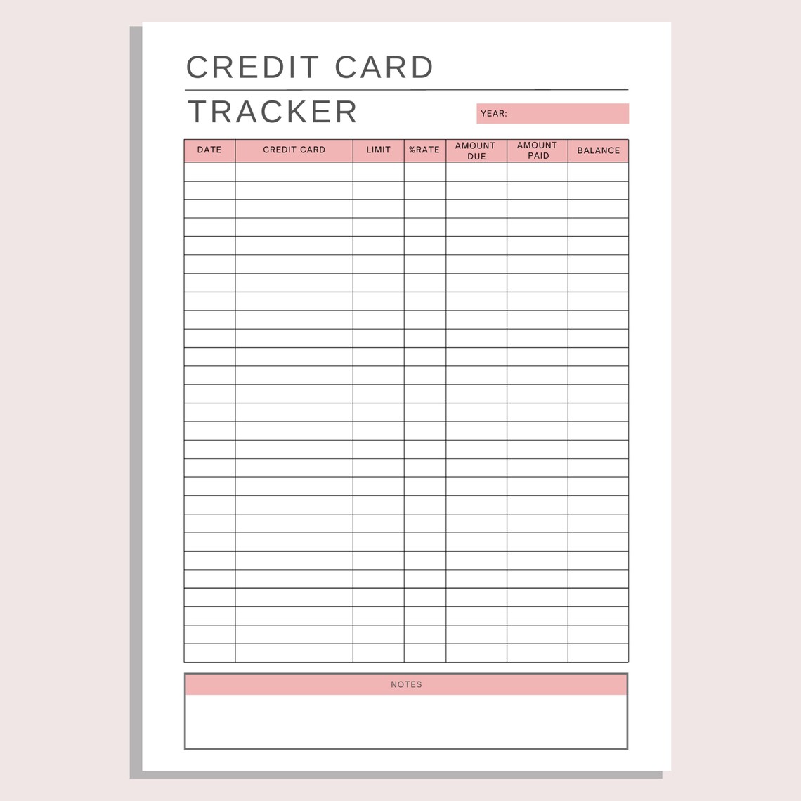 Credit Card Tracker | Printable Credit Card Planner | Financial ...