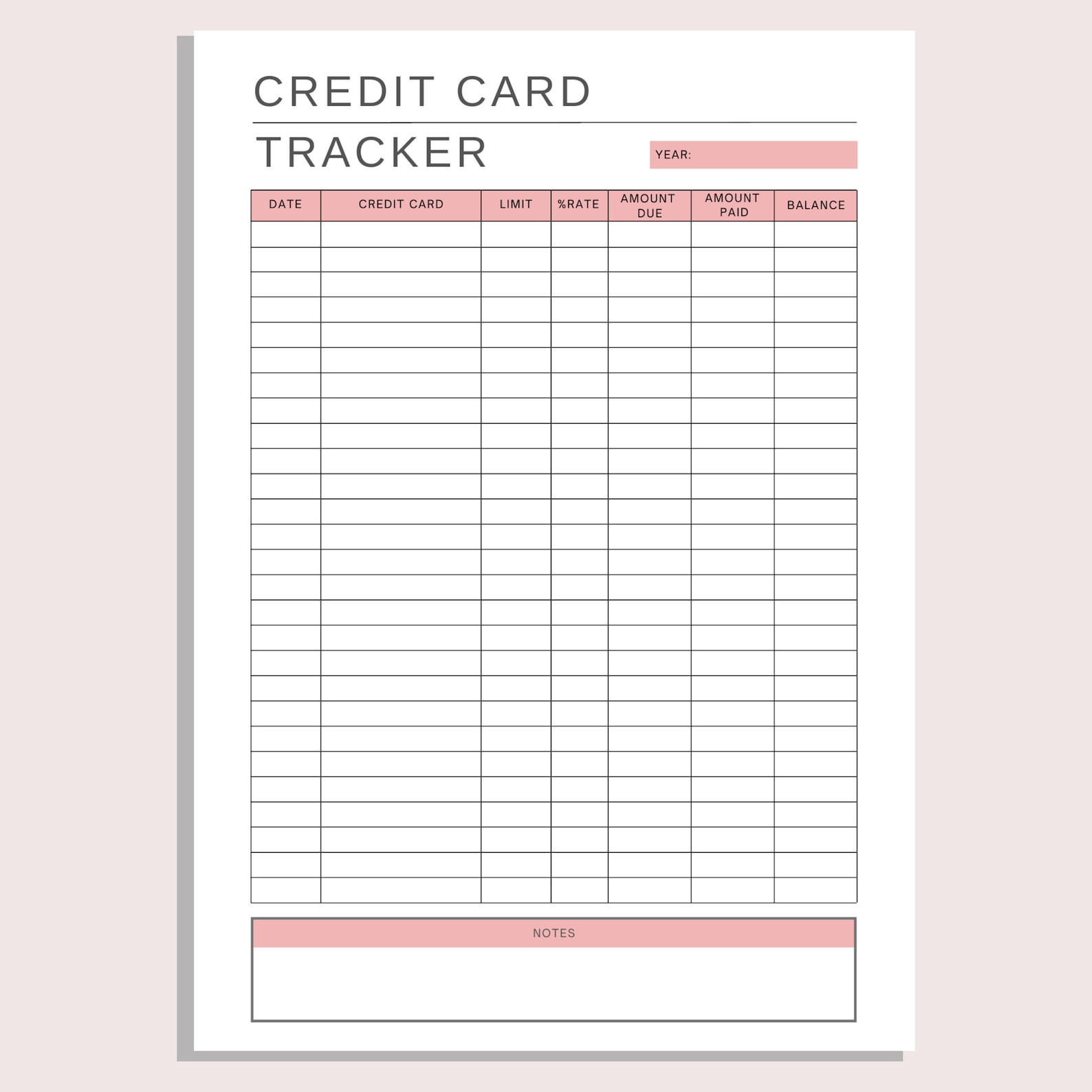 Credit Card Tracker | Printable Credit Card Planner | Financial ...