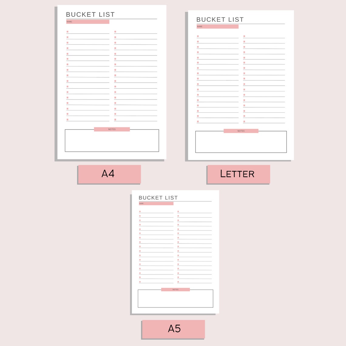 Bucket List Printable, to Do List Planner, Life Goals Plan, Travel List ...