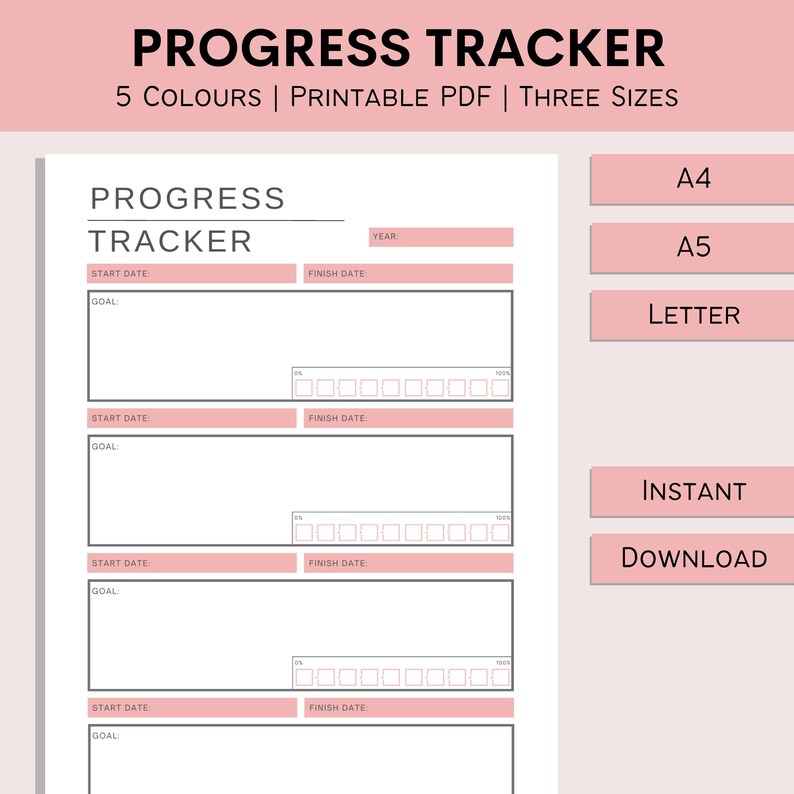 Progress Tracker | Printable Habit Planner | Fitness Tracker | Monthly ...