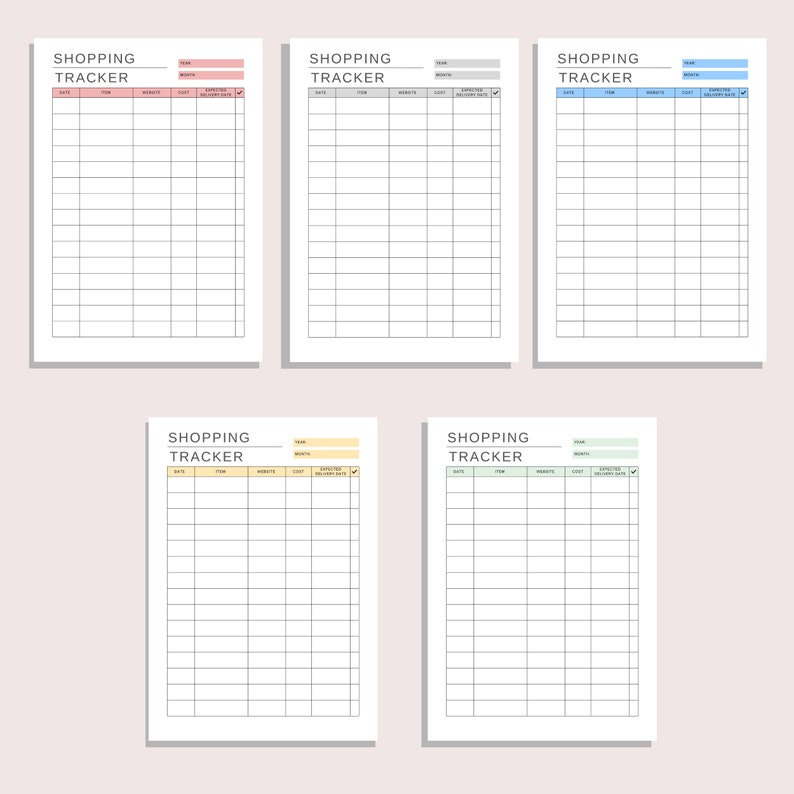 Online Shopping Tracker | Printable Purchase Log | Product Spending ...