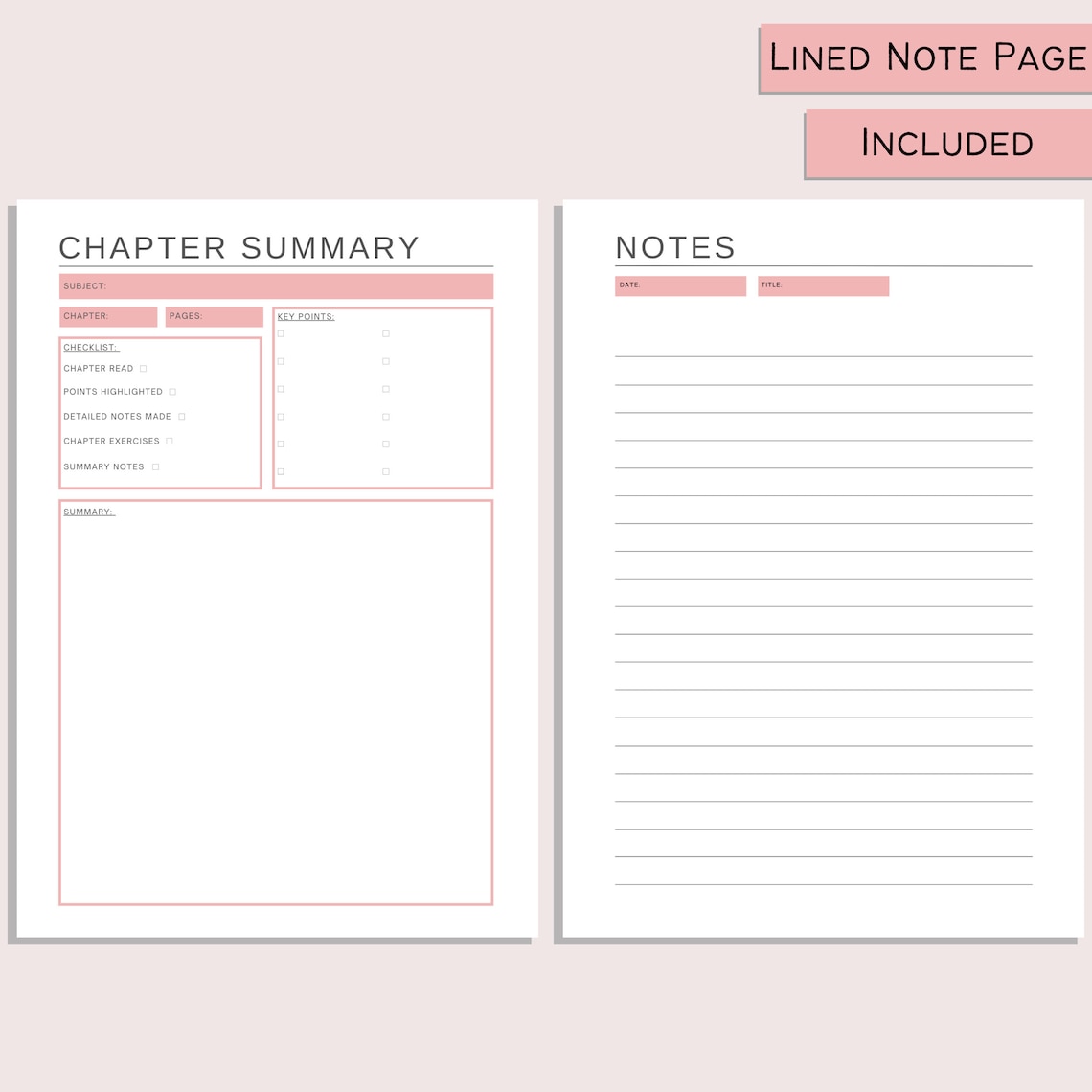 Chapter Summary | Printable Note Taking Sheet | College Reading Planner ...