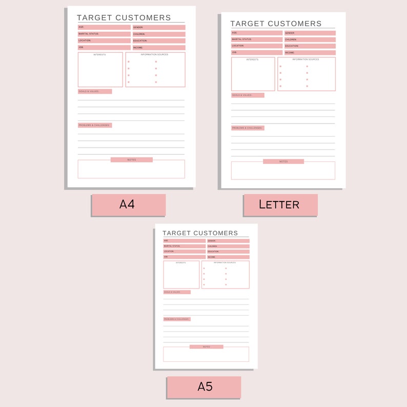 Target Customer Profile | Printable Client Tracking Sheet | Customer ...
