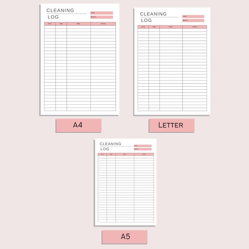 Cleaning Log, Daily Tracker, Maintenance Printable, Home Cleaning ...