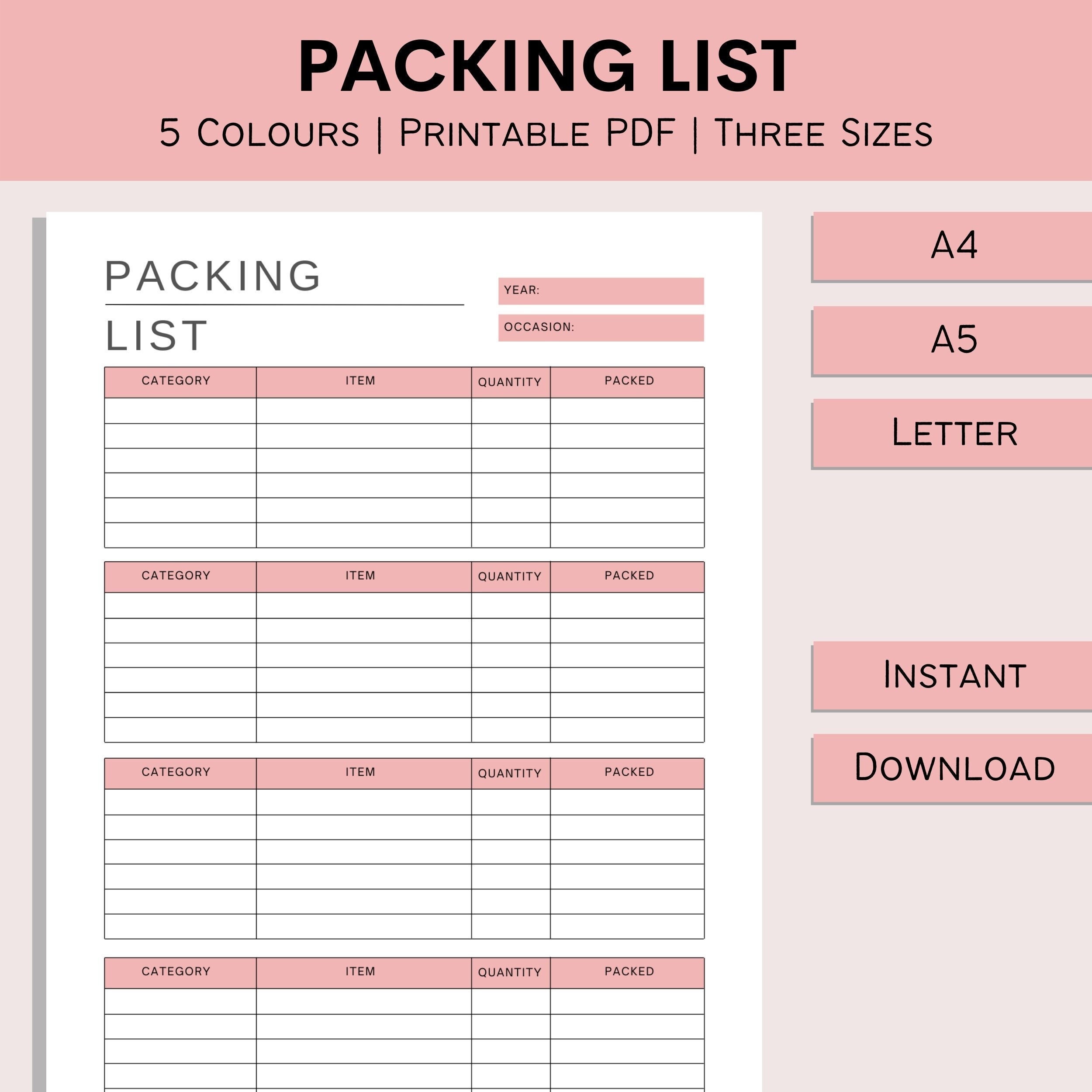 Vacation Packing List | Printable Travel List | Holiday Planner | Trip ...