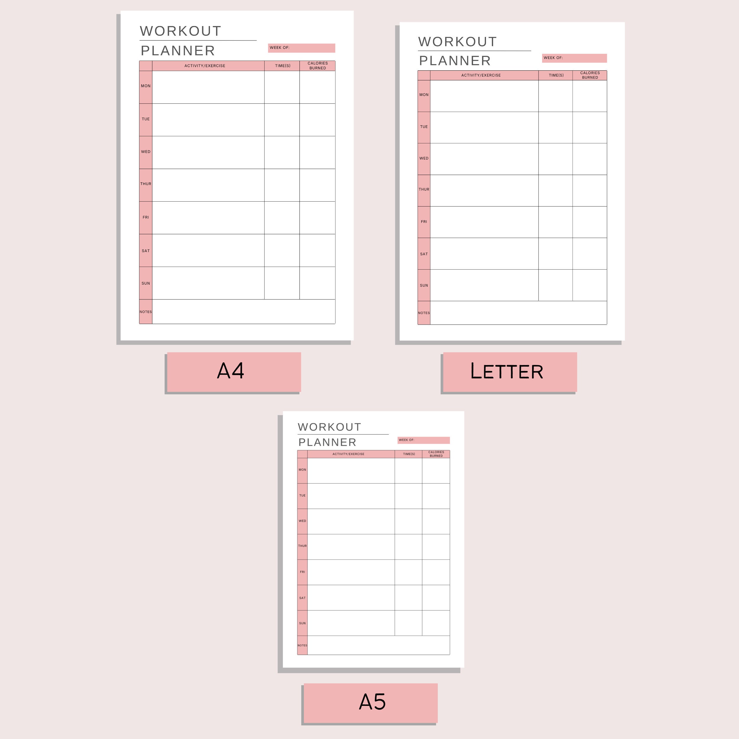 Workout Planner | Printable Weekly Exercise Plan | Fitness Journal ...