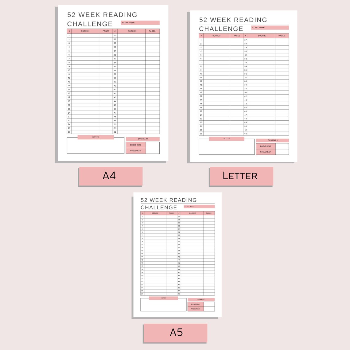52 Week Reading Challenge | Weekly Reading Tracker | Reading Planner ...