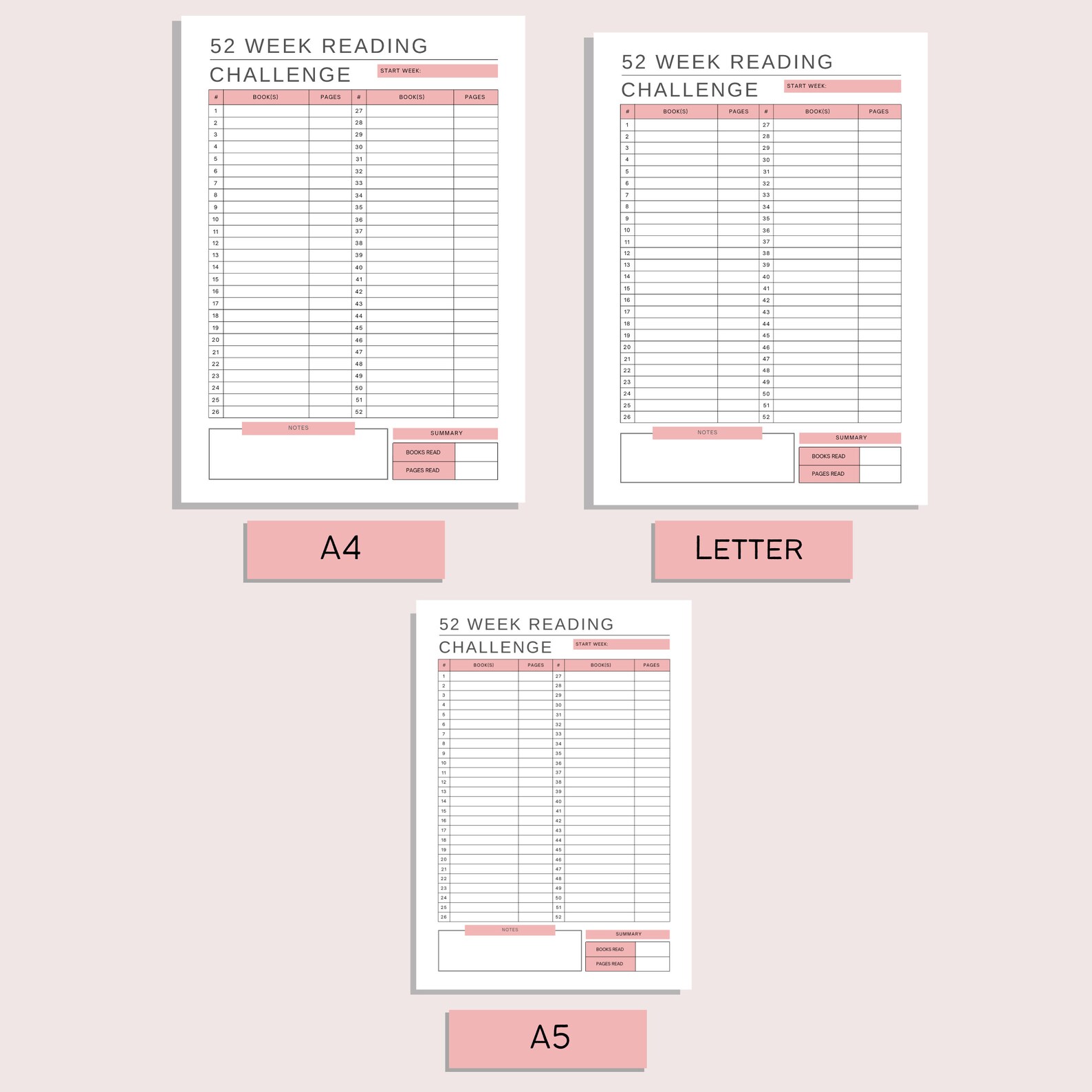 52 Week Reading Challenge | Weekly Reading Tracker | Reading Planner ...