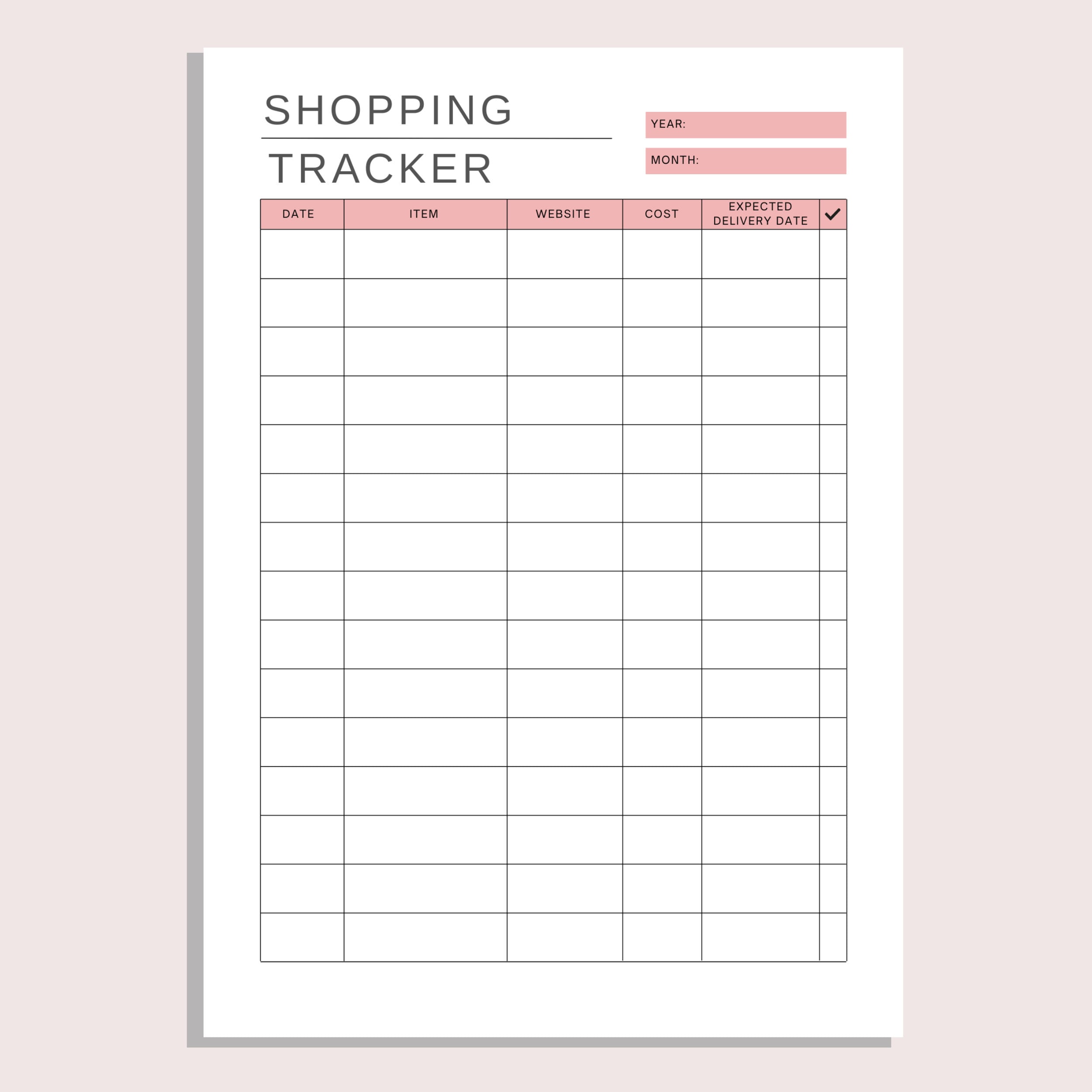 Online Shopping Tracker | Printable Purchase Log | Product Spending ...
