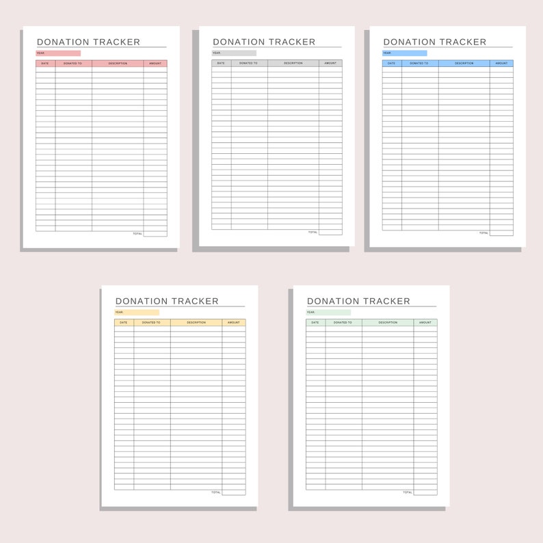 Donation Tracker Printable Tithe Log Charitable Donations Track