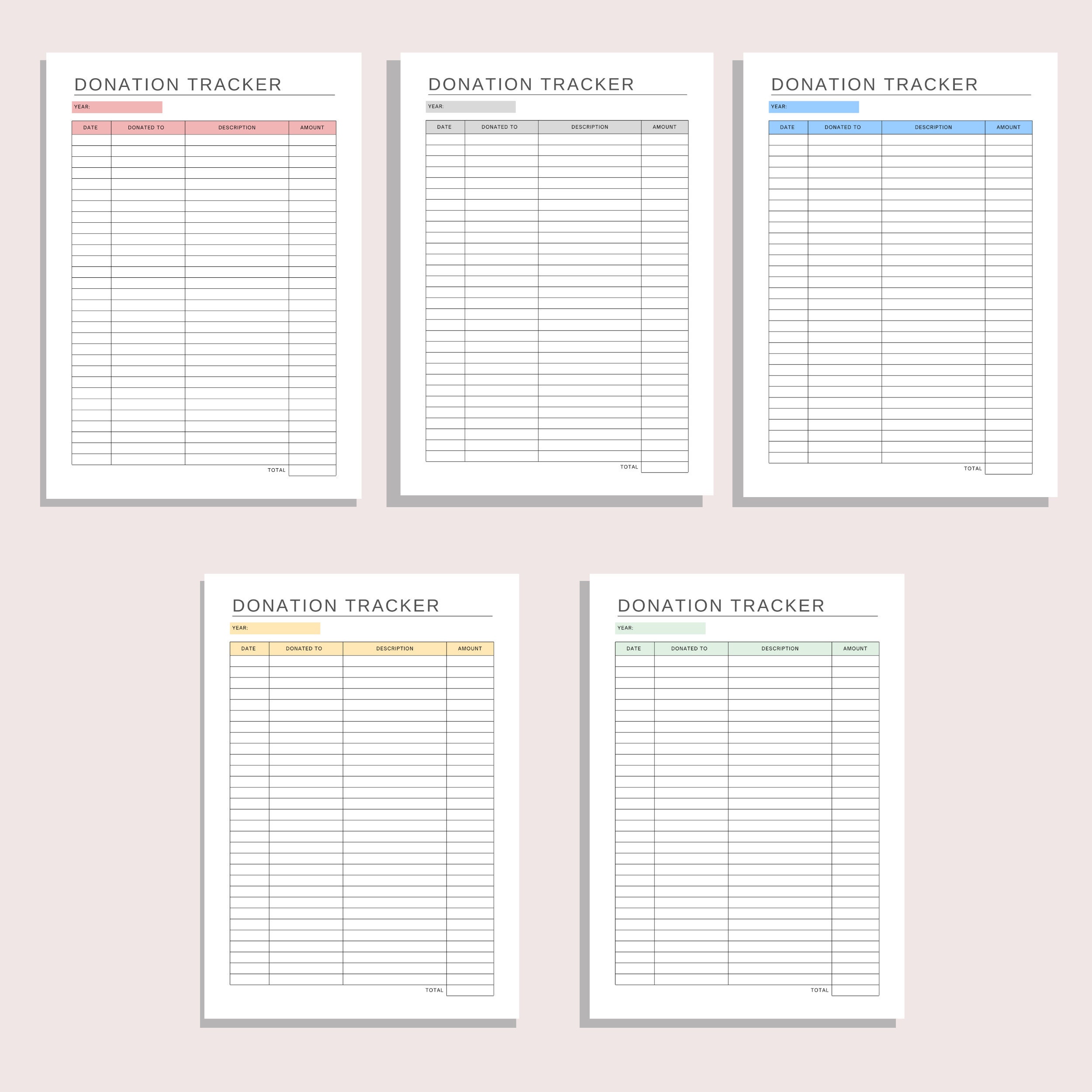Donation Tracker | Printable Tithe Log | Charitable Donations Track ...
