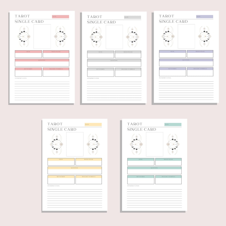 Tarot Journal Printable | Single Card Reading | Tarot Daily Diary ...