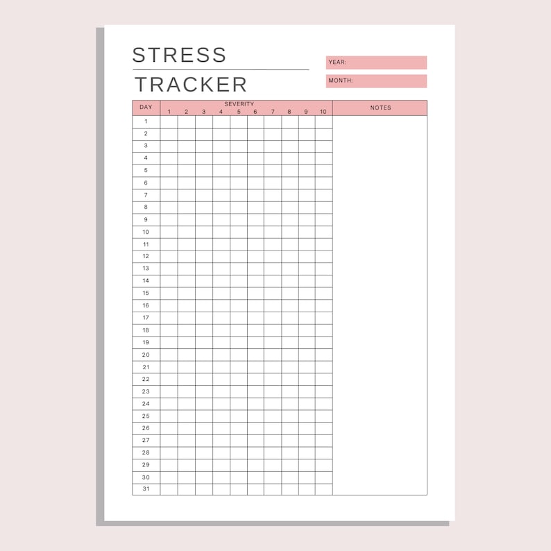 Stress Tracker Printable | Wellness Planner | Mental Health Care ...
