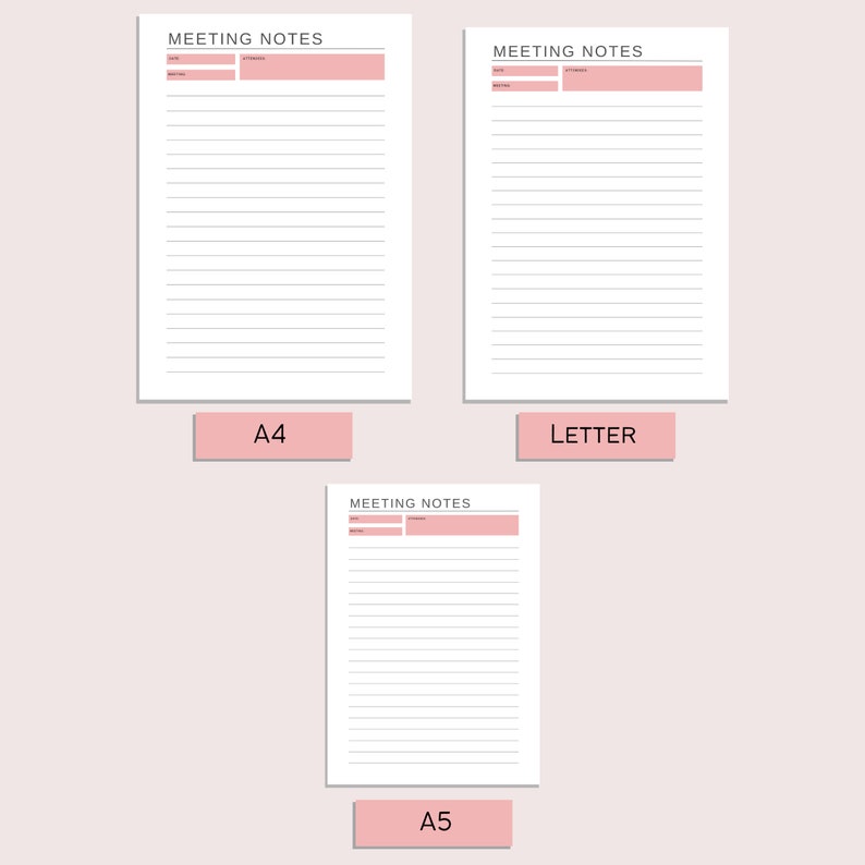Notes de réunion, papier imprimable, prise de notes pour les étudiants ...
