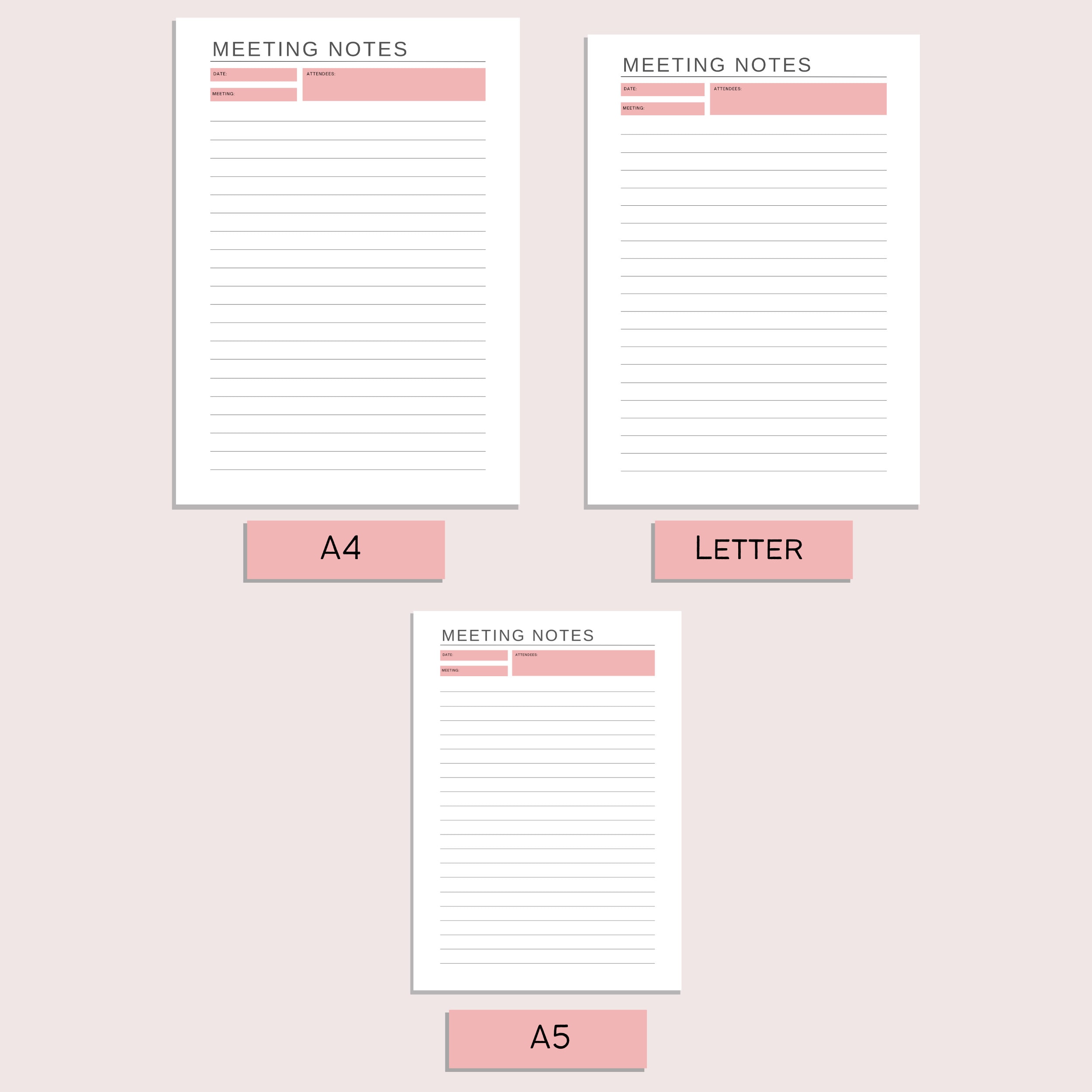 Meeting Notes, Printable Note Paper, Student Note Taking, Conference ...