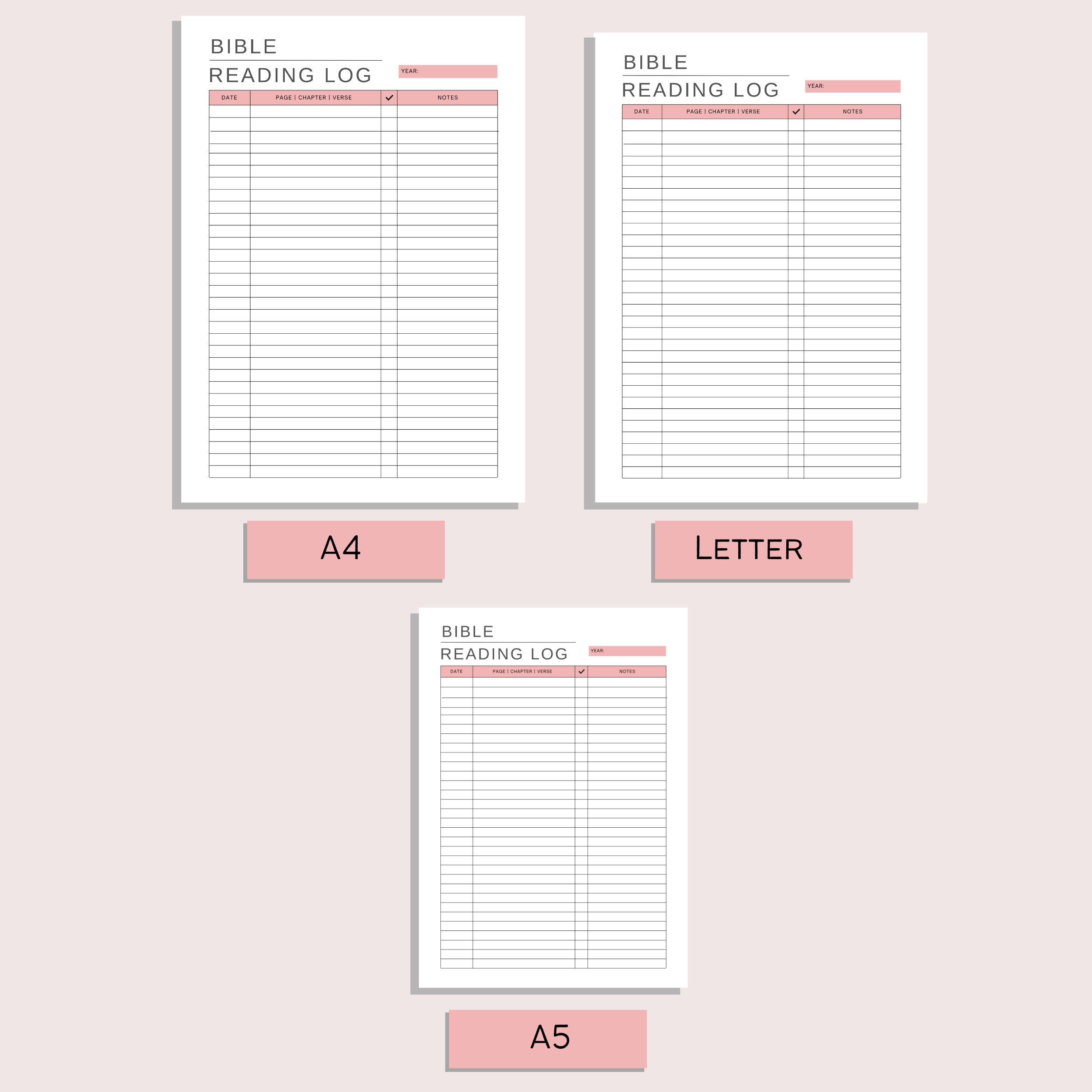 Bible Reading Log | Printable Reading Tracker | Bible Journal ...