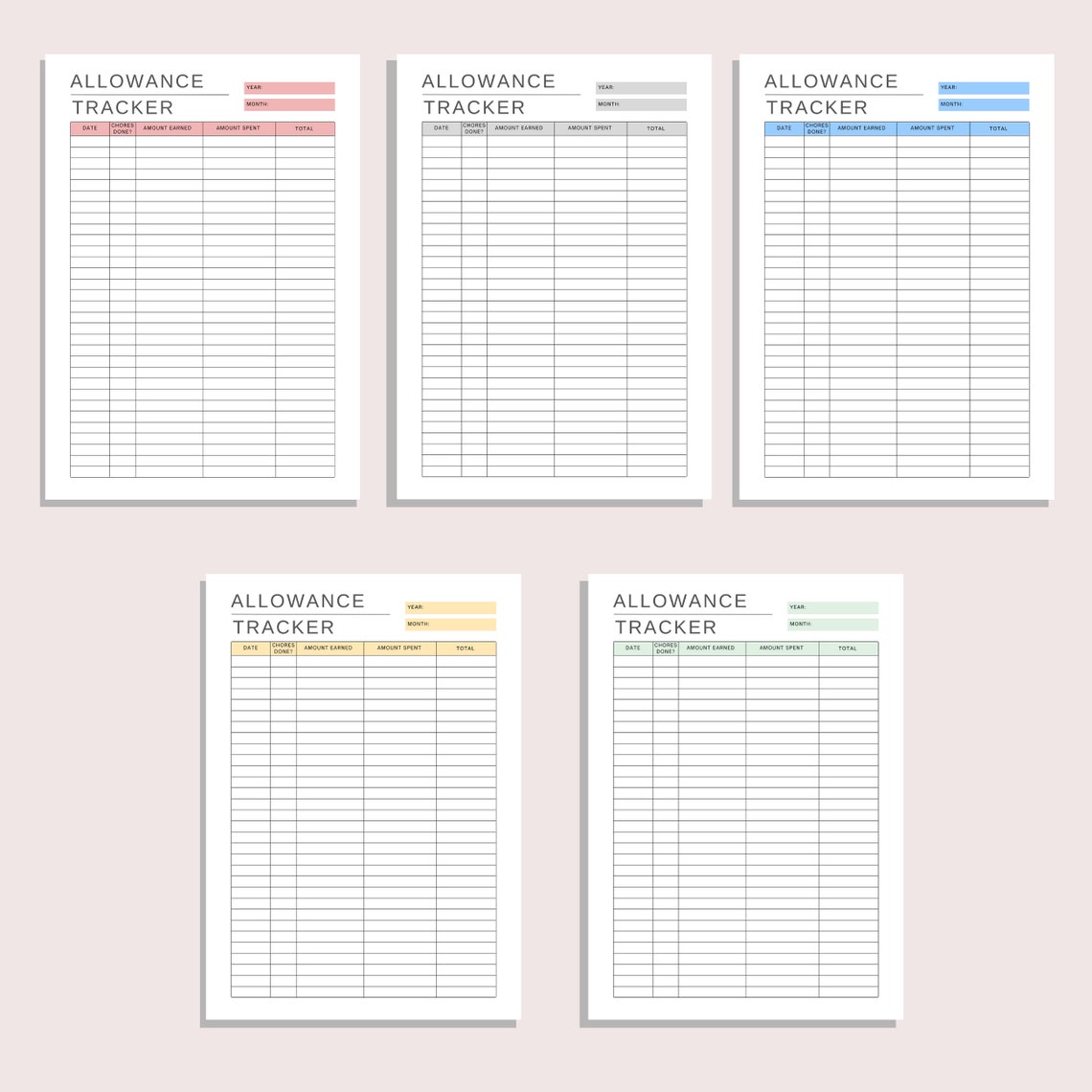 Allowance Tracker | Kids Chore List | Childrens Pocket Money Log ...