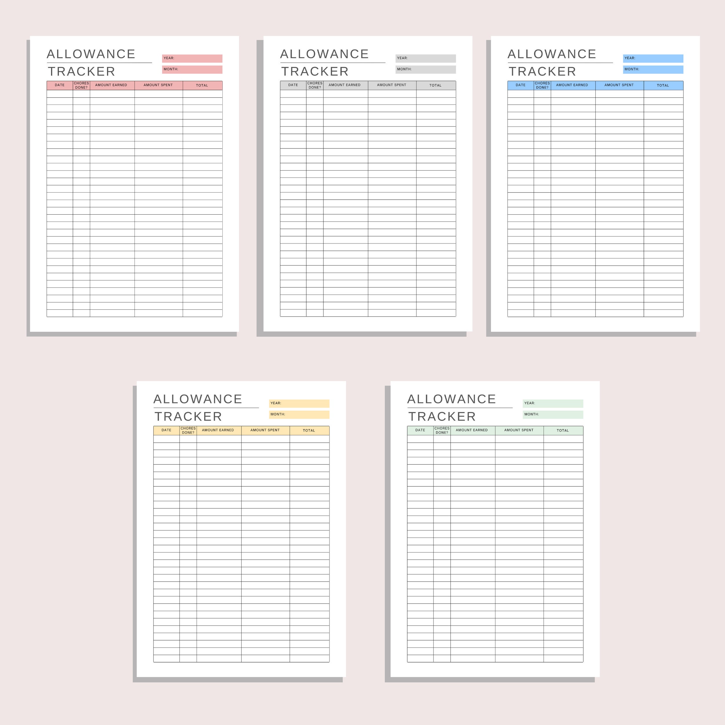 Allowance Tracker | Kids Chore List | Childrens Pocket Money Log ...