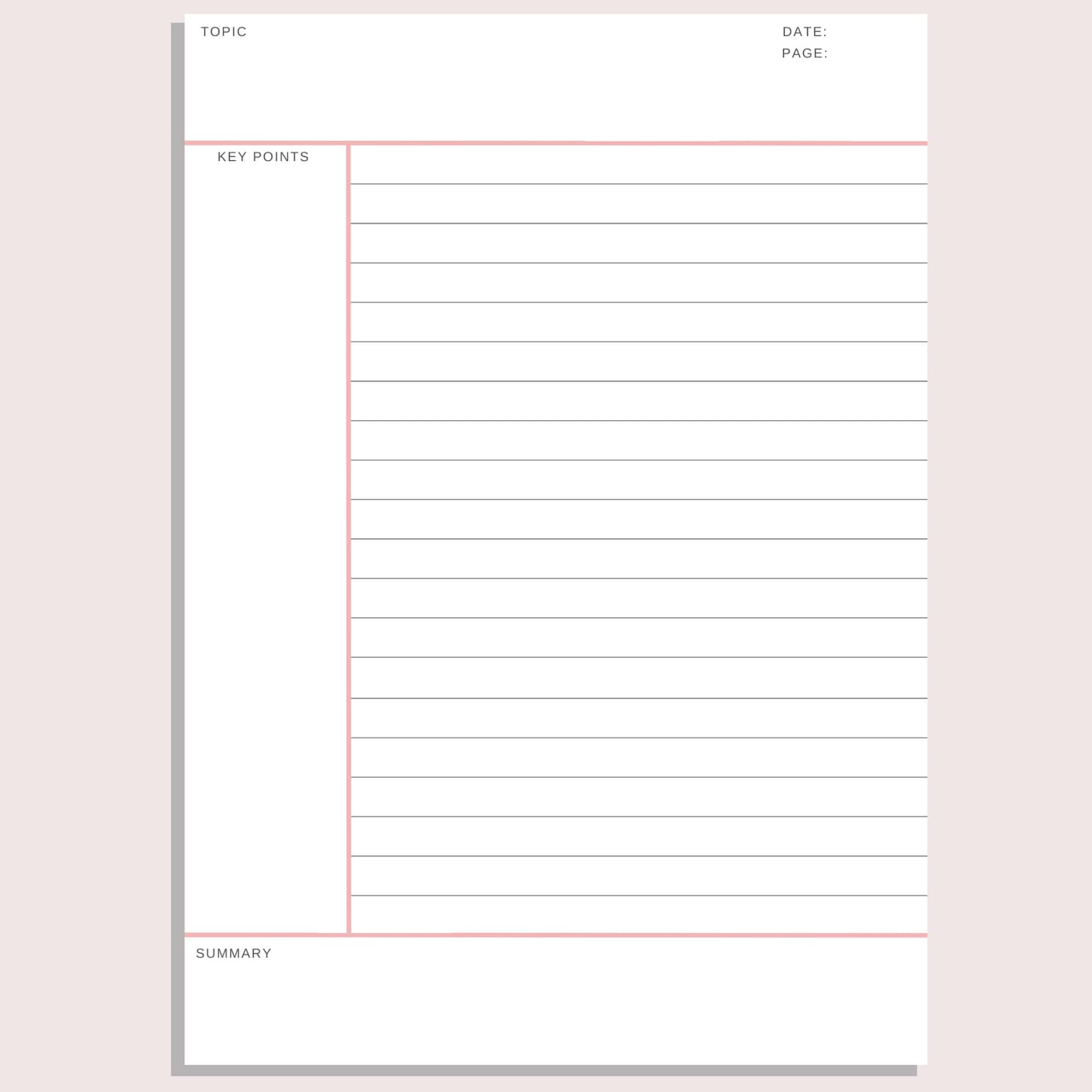 Cornell Notes | Printable Note Paper | Cornell Note Taking System ...