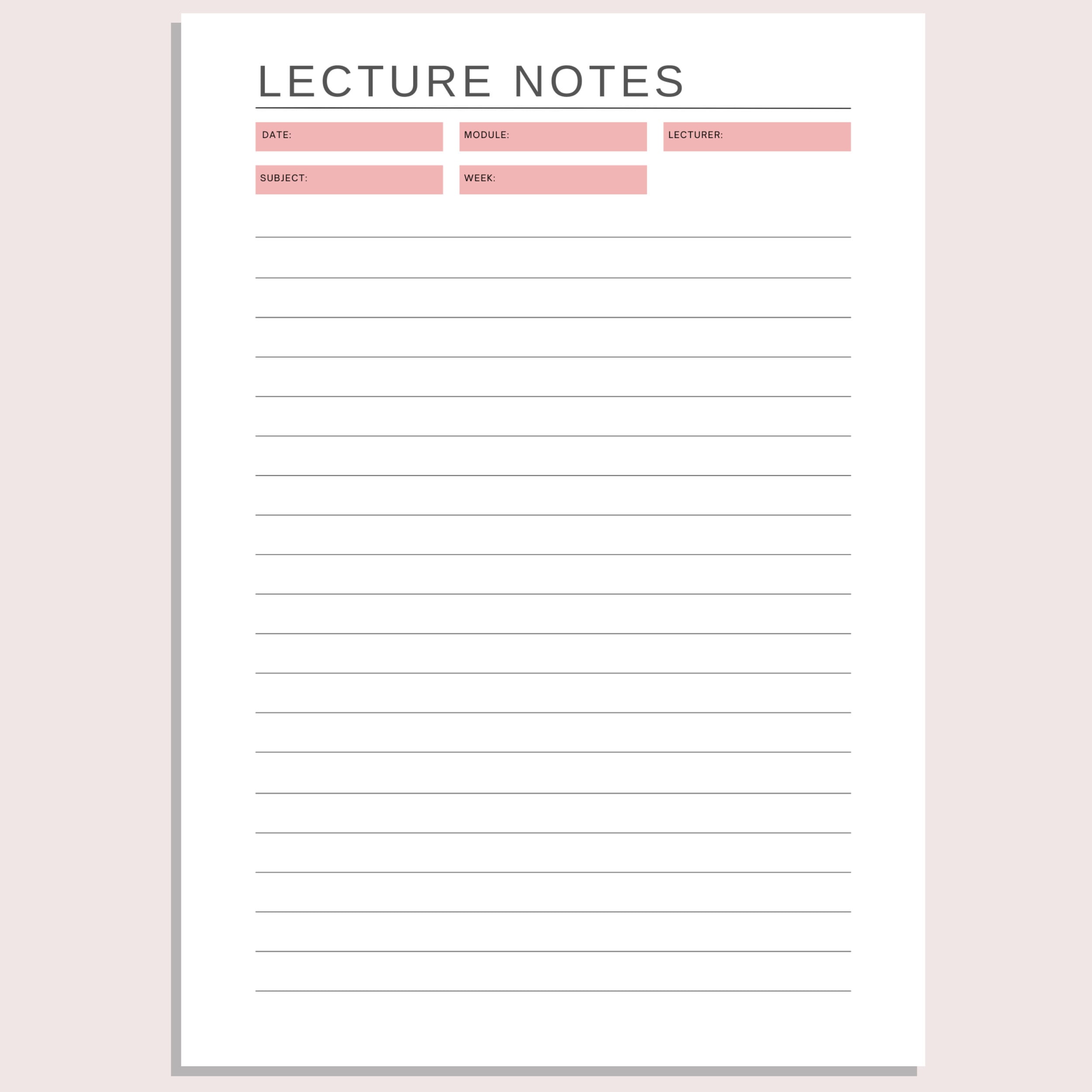 Lecture Notes | Printable Note Paper | Student Note Taking | College ...