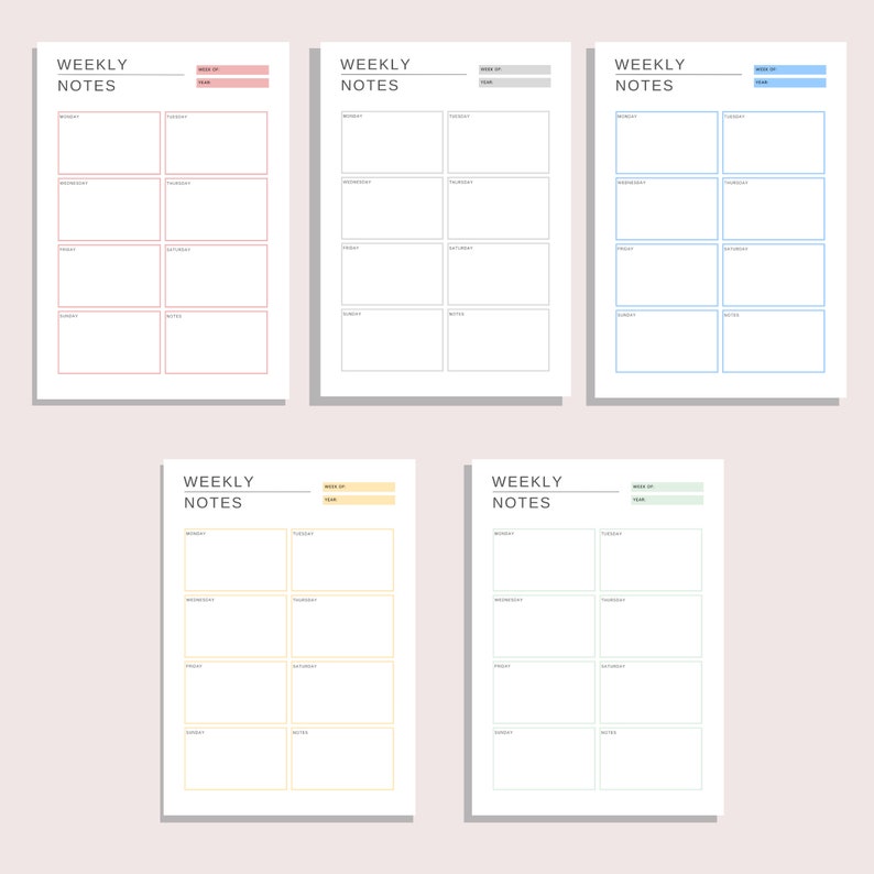 Weekly Notes Sheet, to Do Checklist, Printable Daily Notes, Note Taking ...