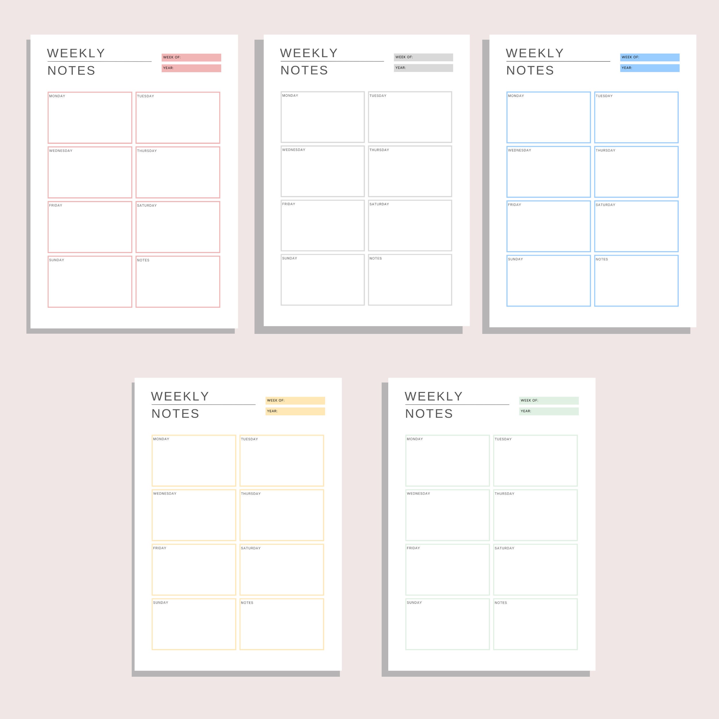 Weekly Notes Sheet, to Do Checklist, Printable Daily Notes, Note Taking ...