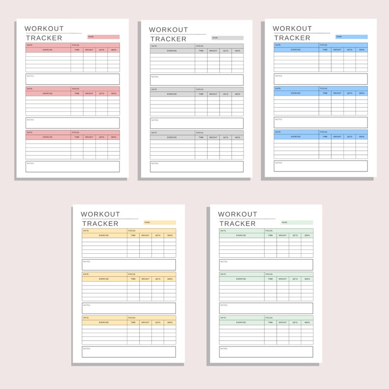 Workout Tracker Printable | Exercise Routine Plan | Daily Fitness Log ...