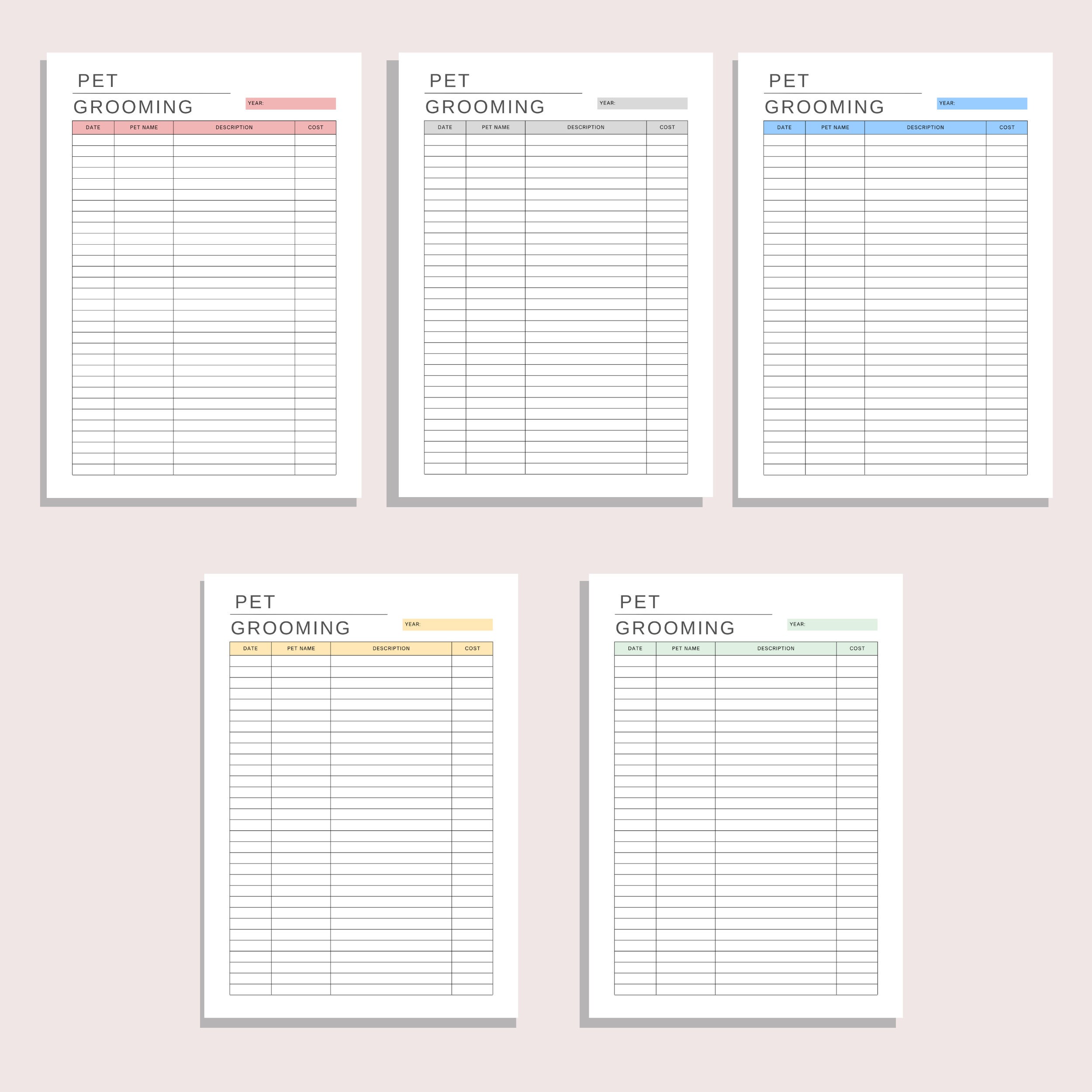 Pet Grooming Log, Dog Grooming Tracker, Pet Care Sheet, Cat Health Care ...