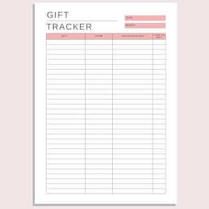 Gift Tracker | Gift Received Printable | Present Log | Thank You Track ...