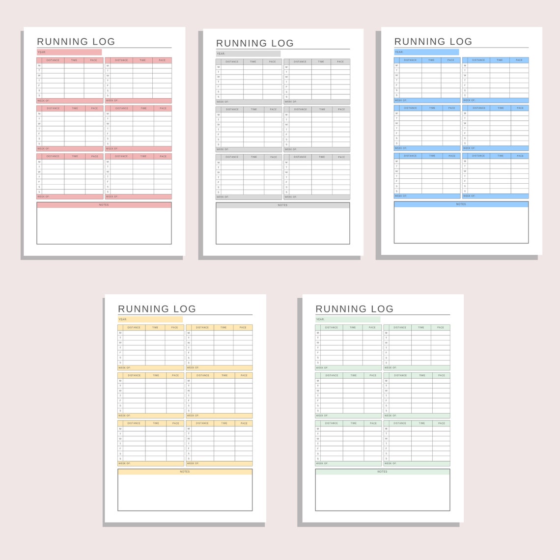 Weekly Running Log Printable | Health and Fitness Journal | Running ...
