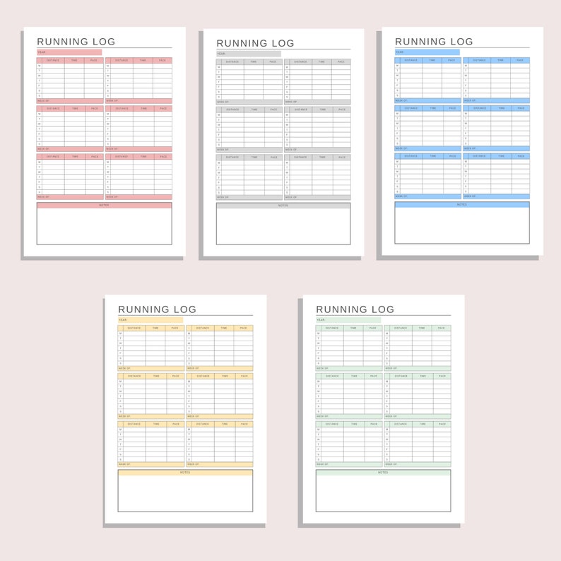 Weekly Running Log Printable | Health and Fitness Journal | Running ...