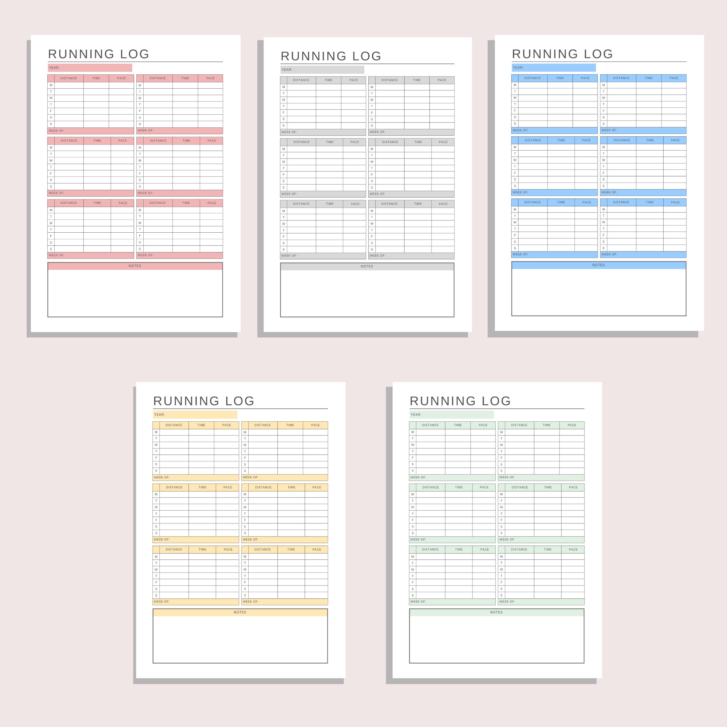 Weekly Running Log Printable | Health and Fitness Journal | Running ...