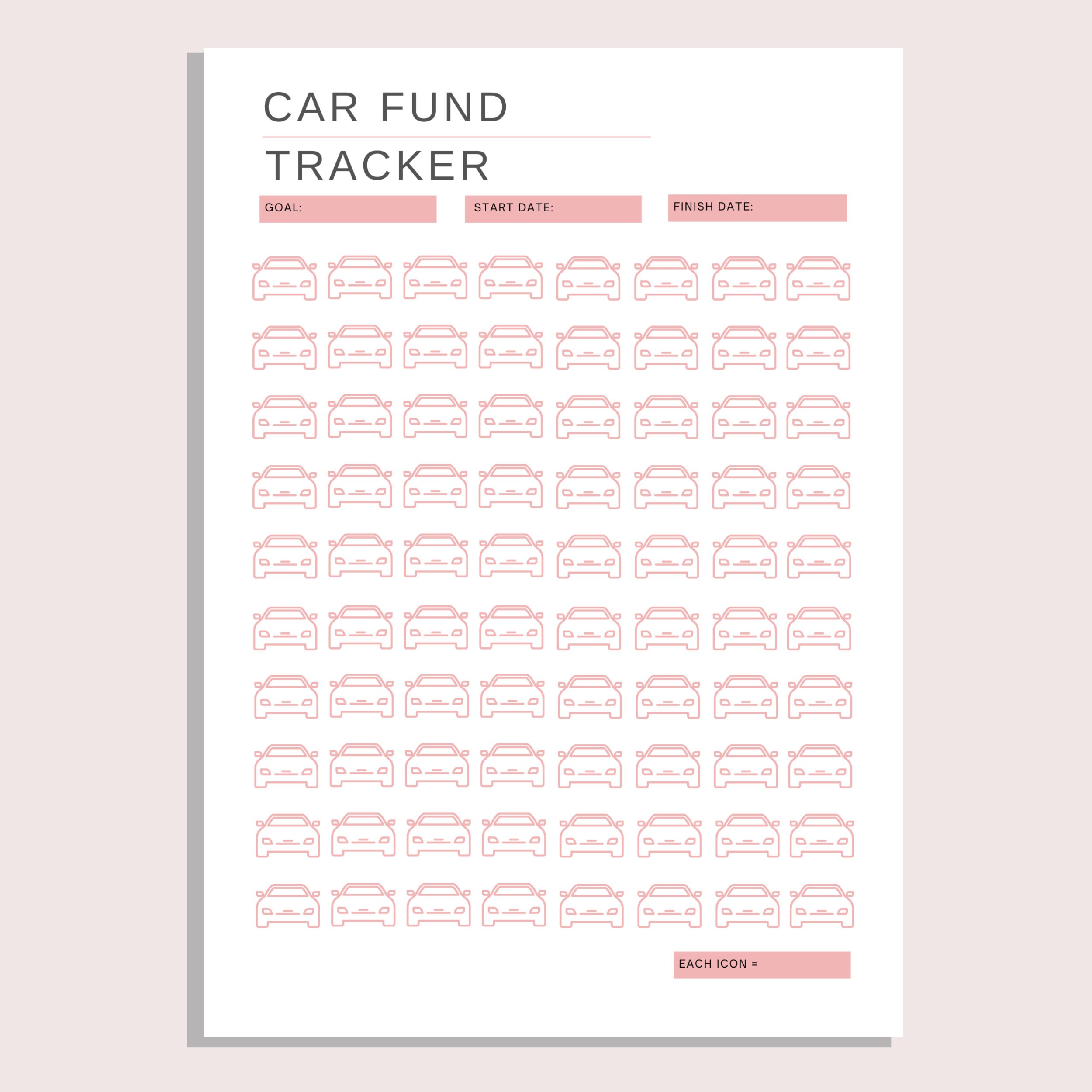 Car Fund Tracker | Printable Saving Challenge | Savings Jar Template ...