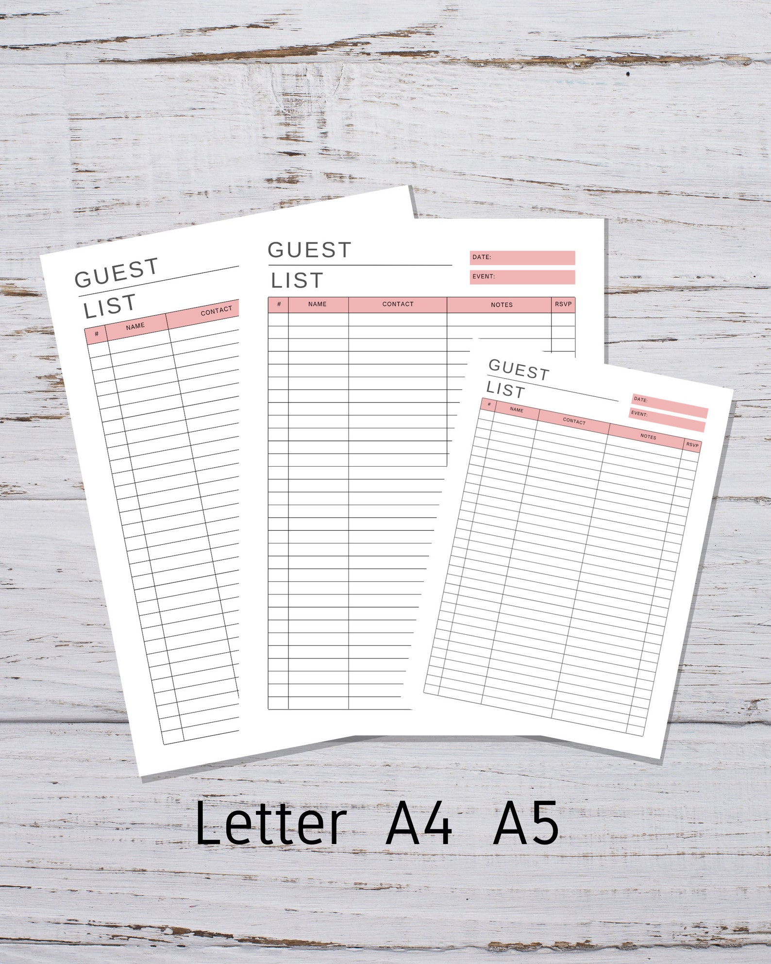 Guest List Guest List Tracker Printable Guest Sheet | Etsy