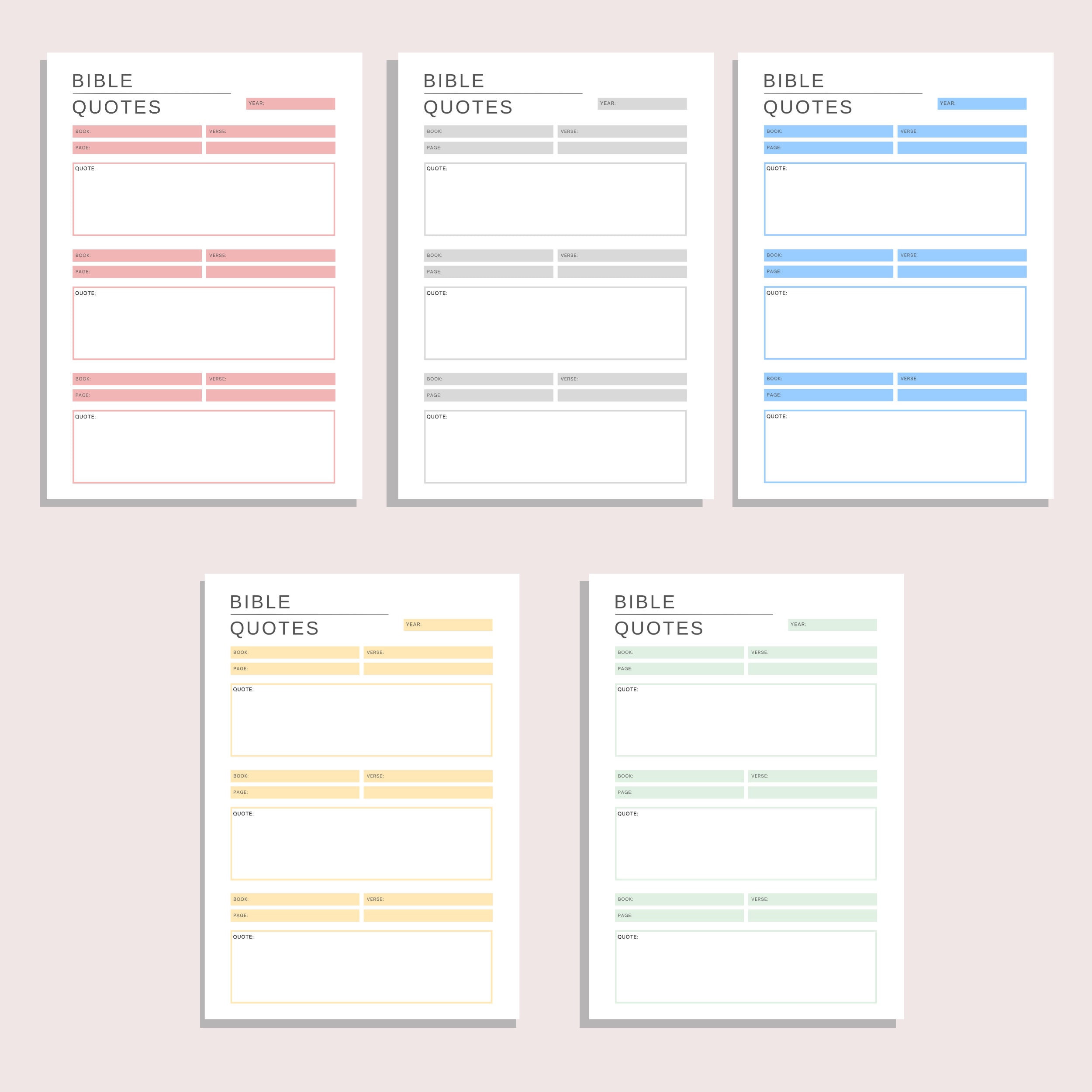 Bible Quotes Sheet Bible Verse Journal Printable Favourite Quotes ...