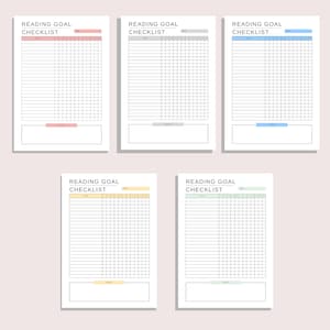 Reading Goal Checklist | Printable Reading Planner | Books to Read ...