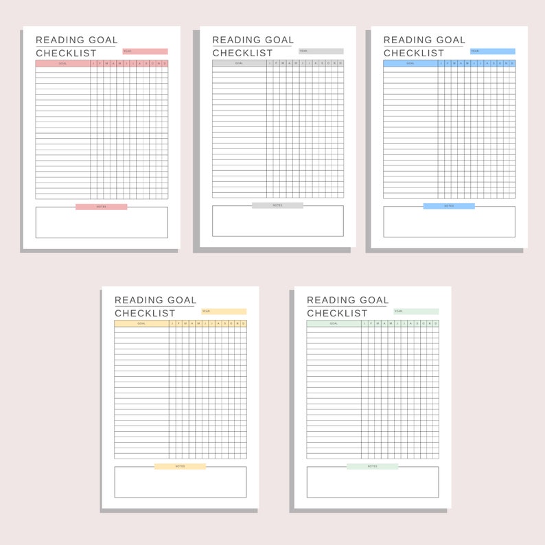 Reading Goal Checklist | Printable Reading Planner | Books to Read ...