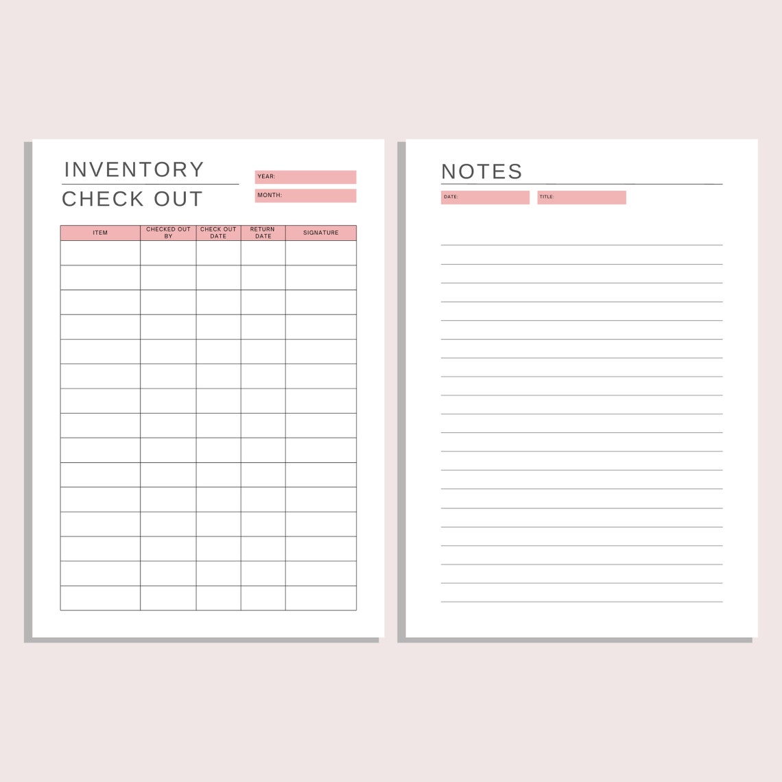 Inventory Check Out Sheet | Sign Out Form | Borrowing Tracker ...