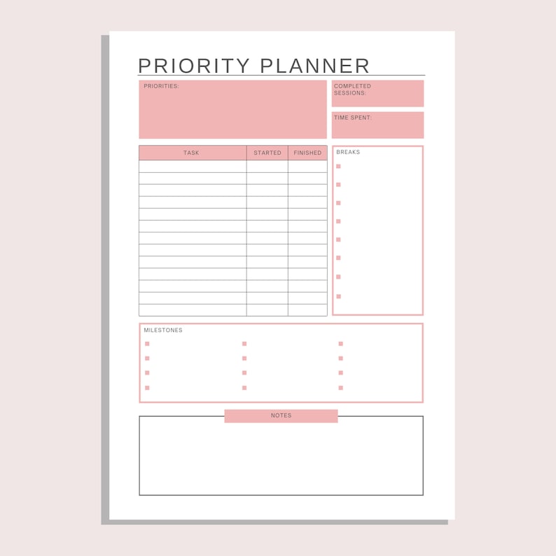 Priority Planner | Printable Important Task Checklist | Office Work ...